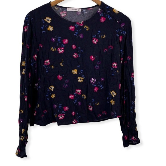 Mango | Tops | Mango Blue Floral Long Sleeve Size 4 | Poshmark